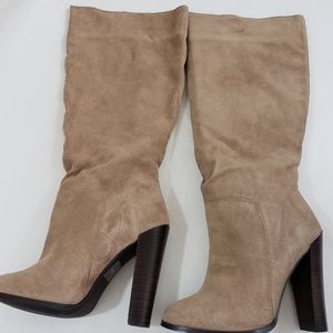 Colin Stuart | Shoes | Colin Stuart Suede Heel Boots Tan | Poshmark